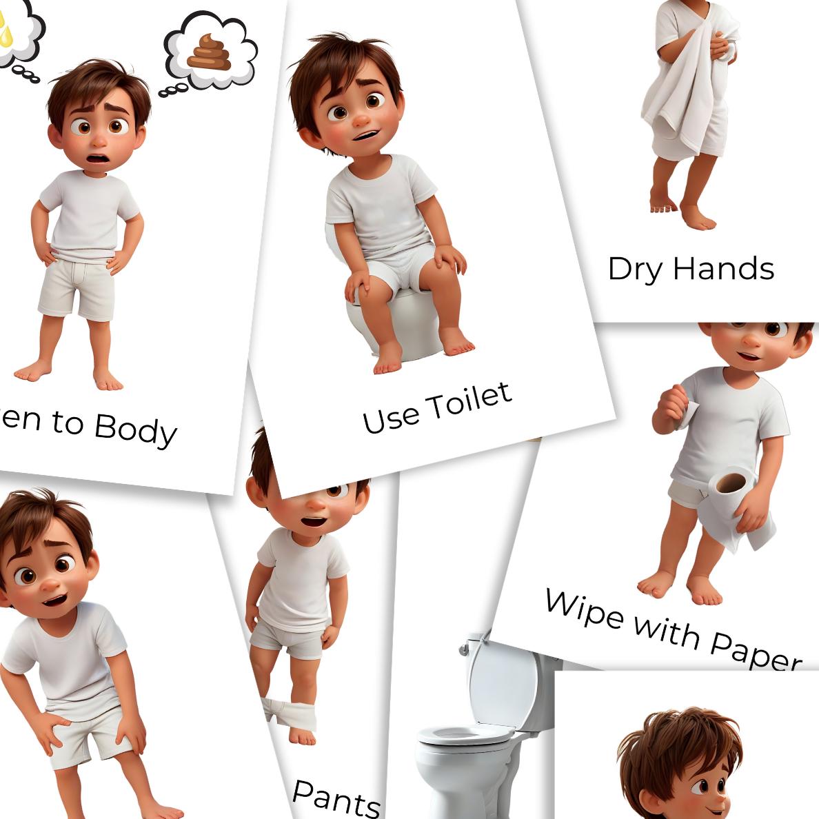 Potty Training Visual Cue Cards for Toddlers | Printable Toilet Steps ...