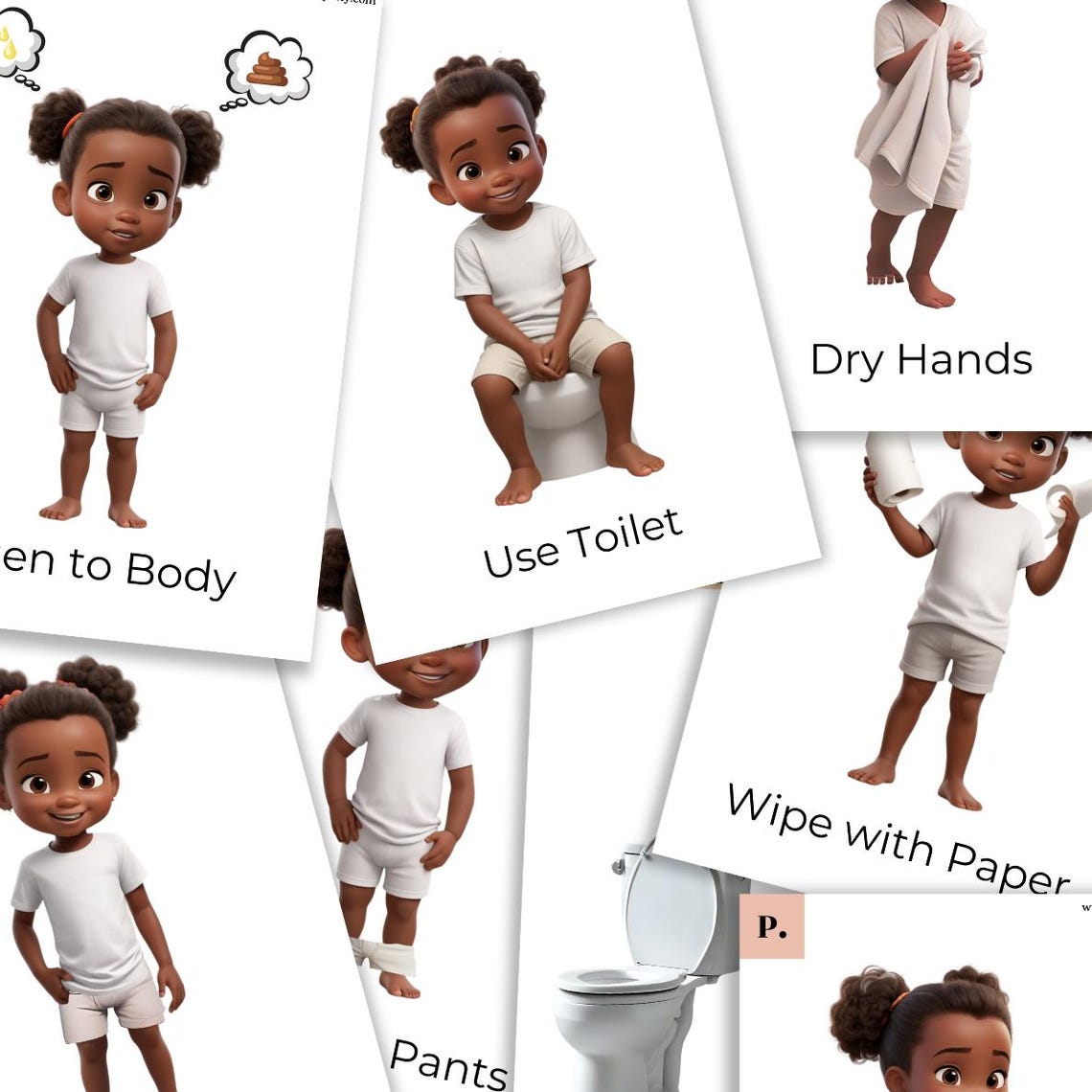 Potty Training Visual Cue Cards for Toddlers | Printable Toilet Steps ...