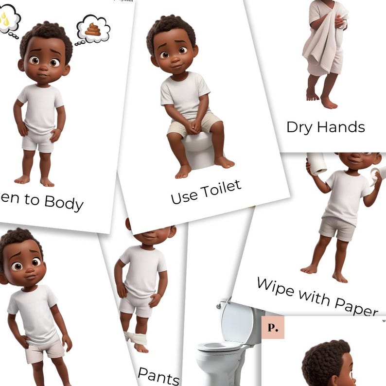 Potty Training Visual Cue Cards for Toddlers | Printable Toilet Steps ...