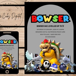 Bowser Mario Bros Invitation, Bowser Invitation, Super Mario Birthday ...