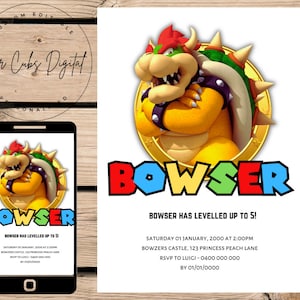 Bowser Mario Bros Invitation, Bowser Invitation, Super Mario Birthday ...