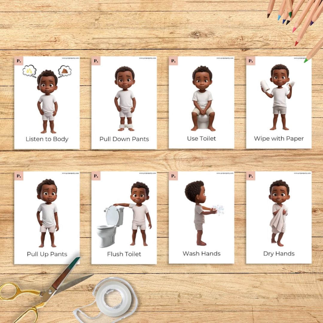 Potty Training Visual Cue Cards for Toddlers | Printable Toilet Steps ...