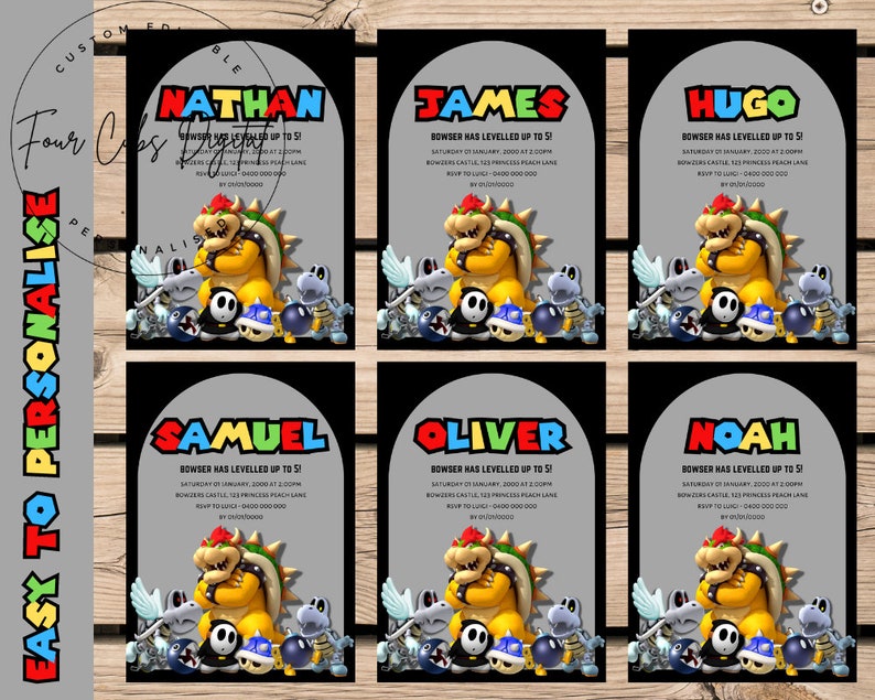 Bowser Mario Bros Invitation, Bowser Invitation, Super Mario Birthday ...
