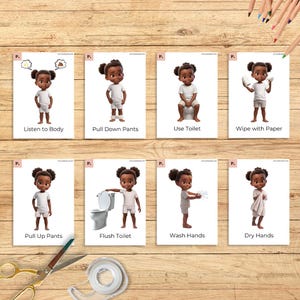 Potty Training Visual Cue Cards for Toddlers | Printable Toilet Steps ...