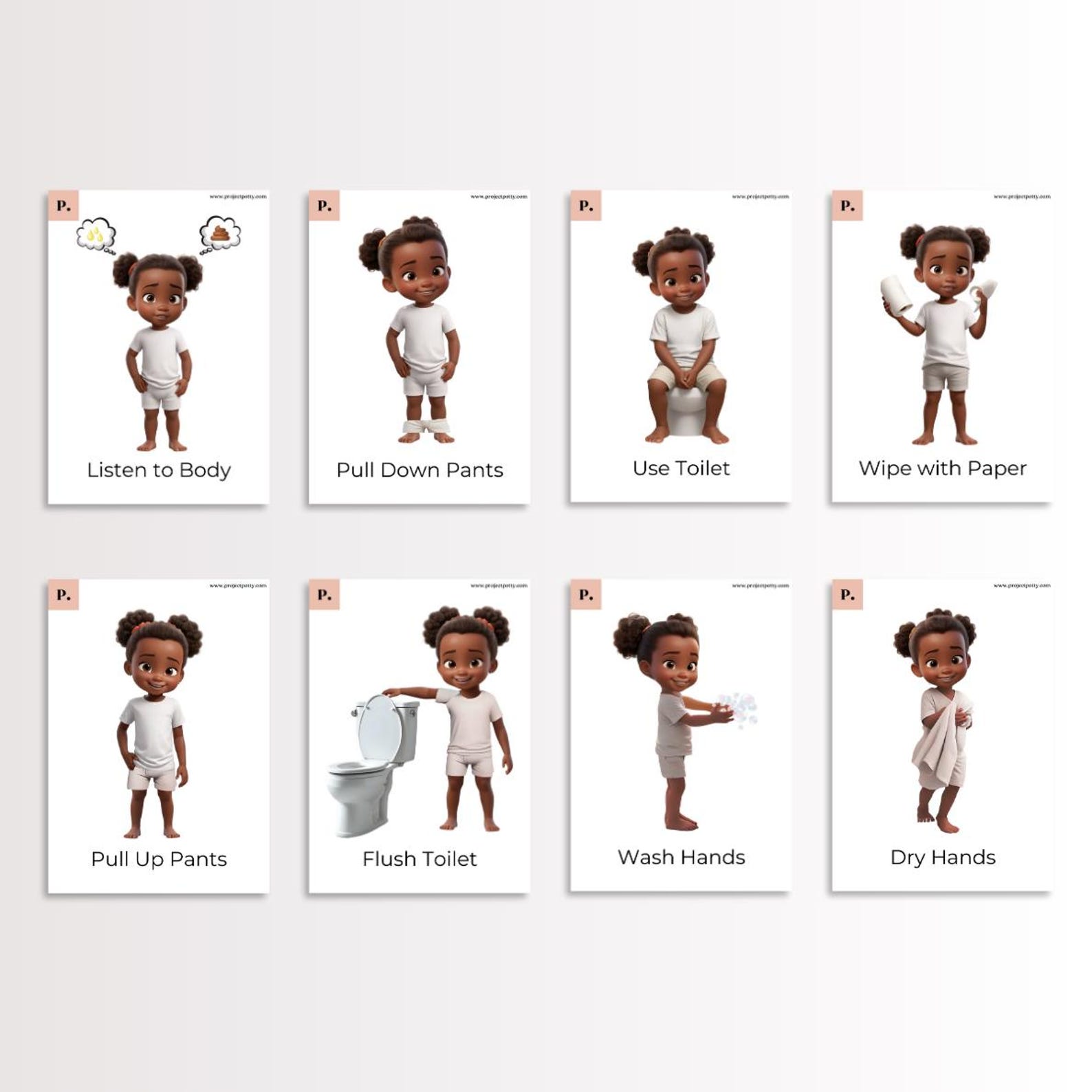 Potty Training Visual Cue Cards for Toddlers | Printable Toilet Steps ...