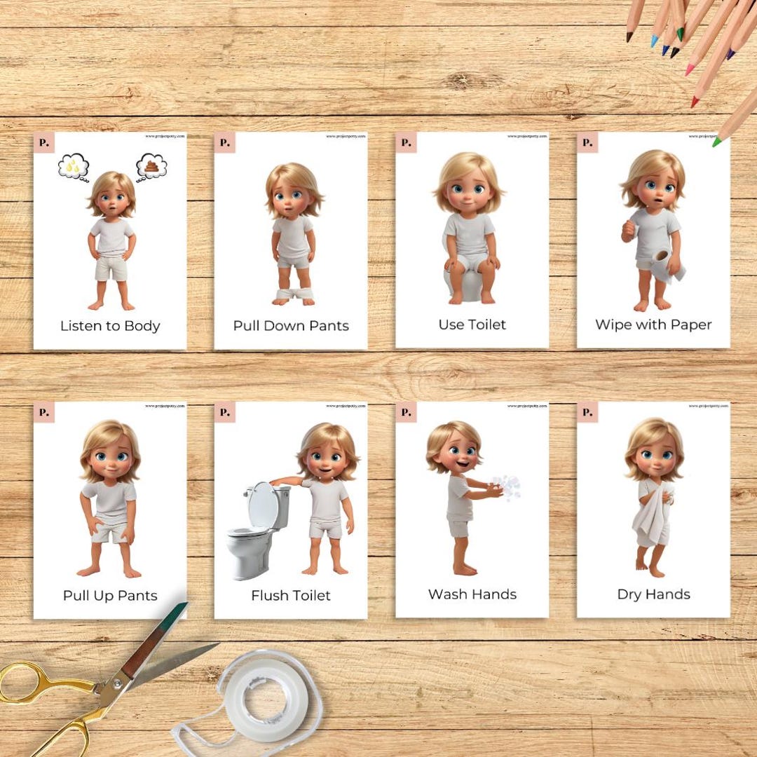 Potty Training Visual Cue Cards for Toddlers | Printable Toilet Steps ...