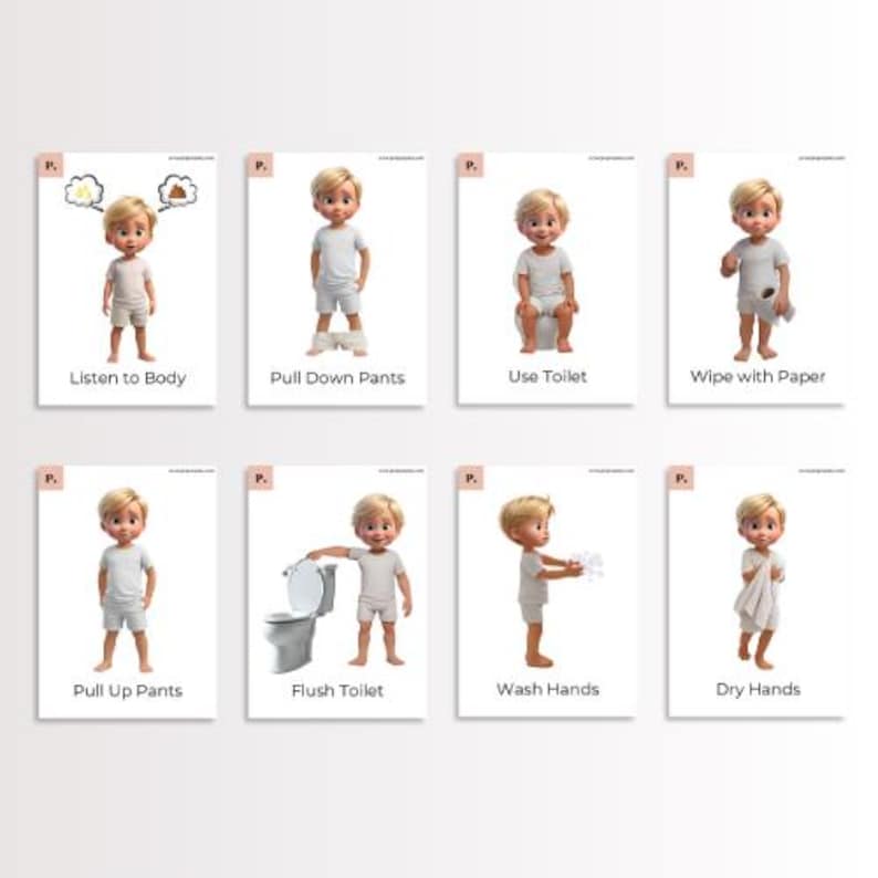 Potty Training Visual Cue Cards for Toddlers | Printable Toilet Steps ...