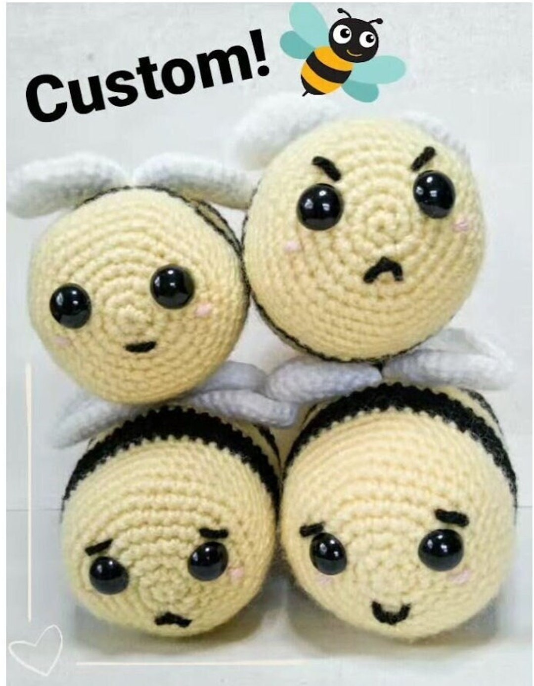 Custom Bee Colors, Custom Faces, Choose Your Favorite, Handmade Crochet ...