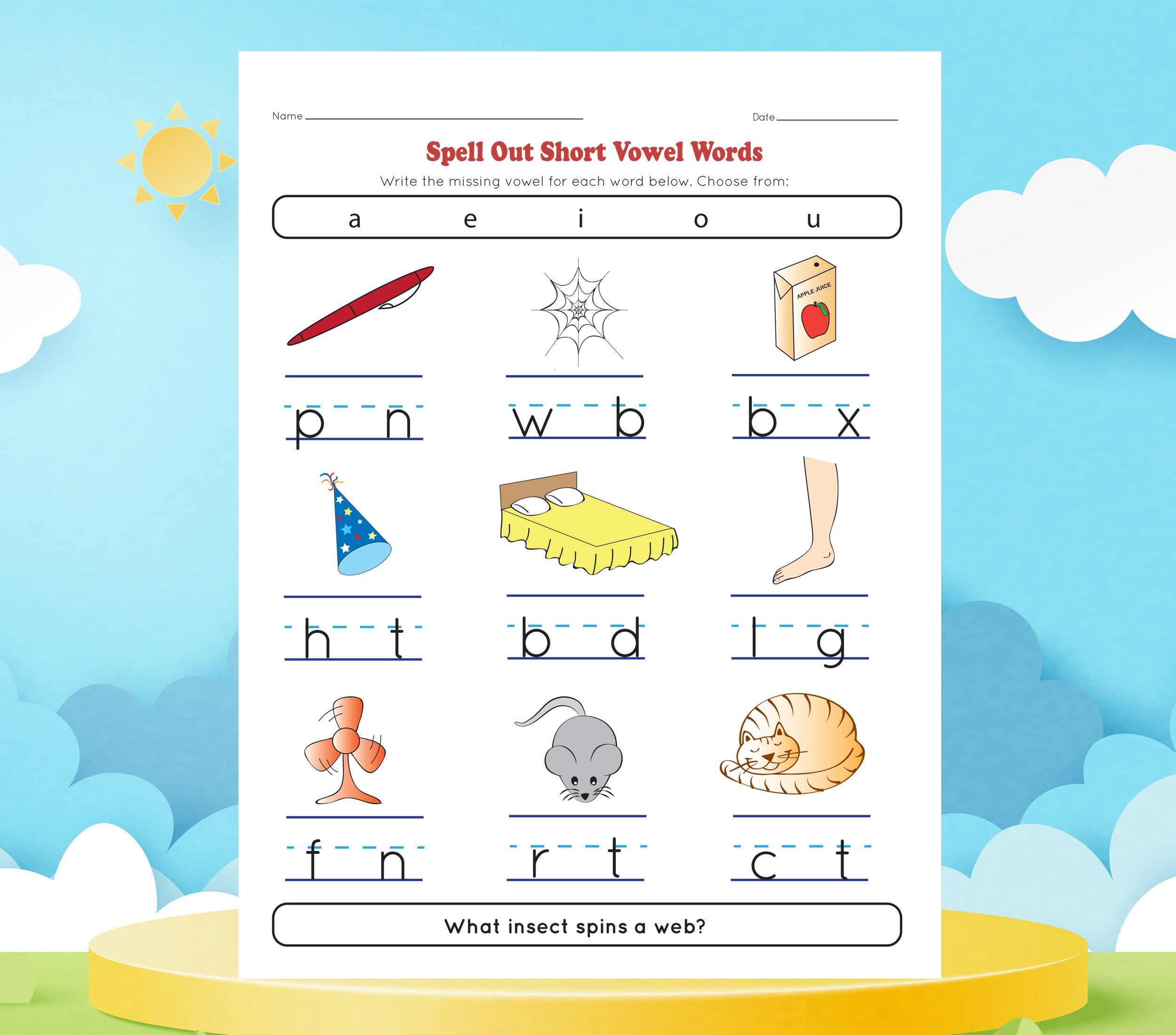 Vowels Training Kids Learning Worksheet Bundles for Kids Kids - Etsy