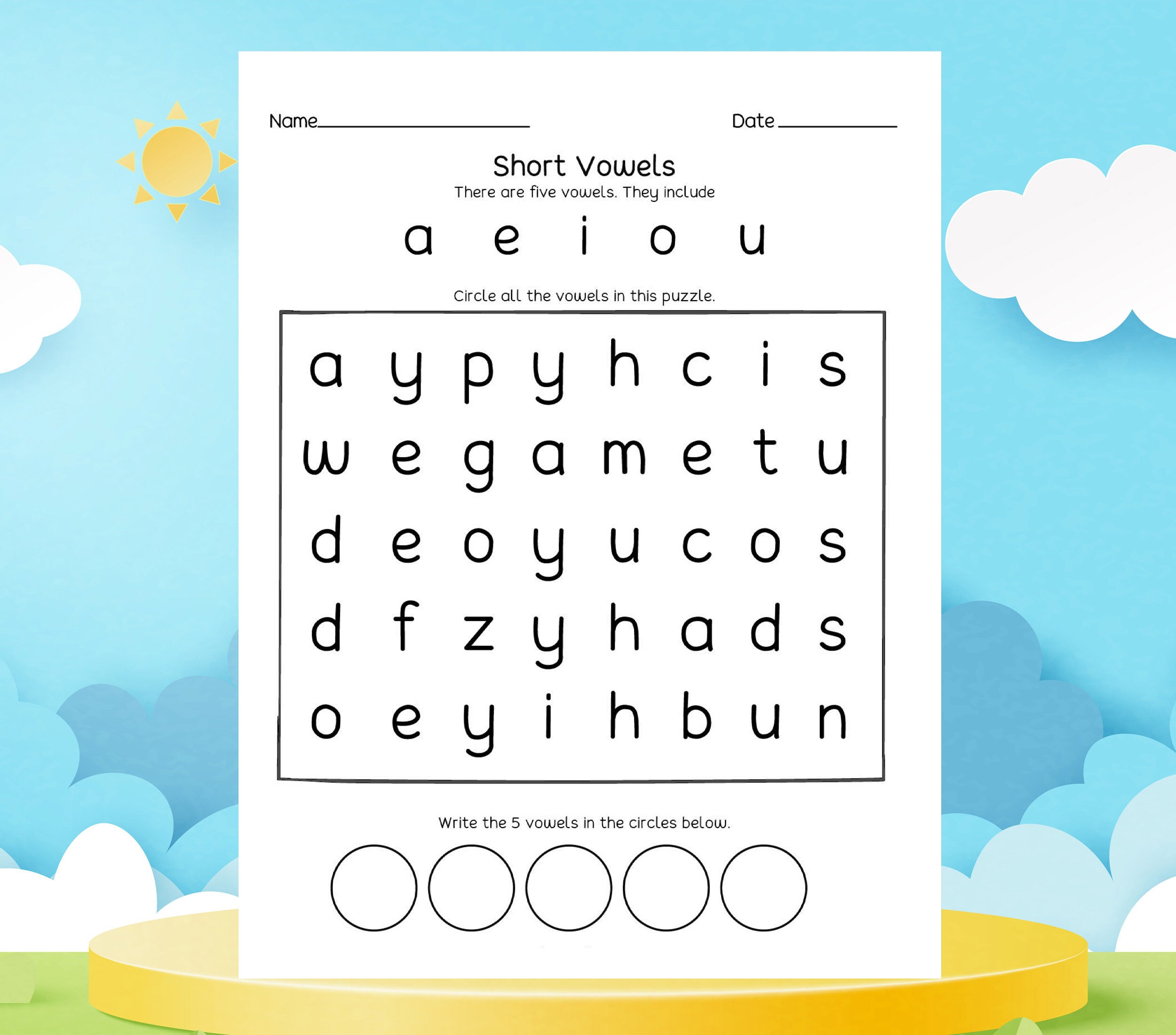 Vowels Training Kids Learning Worksheet Bundles for Kids Kids - Etsy