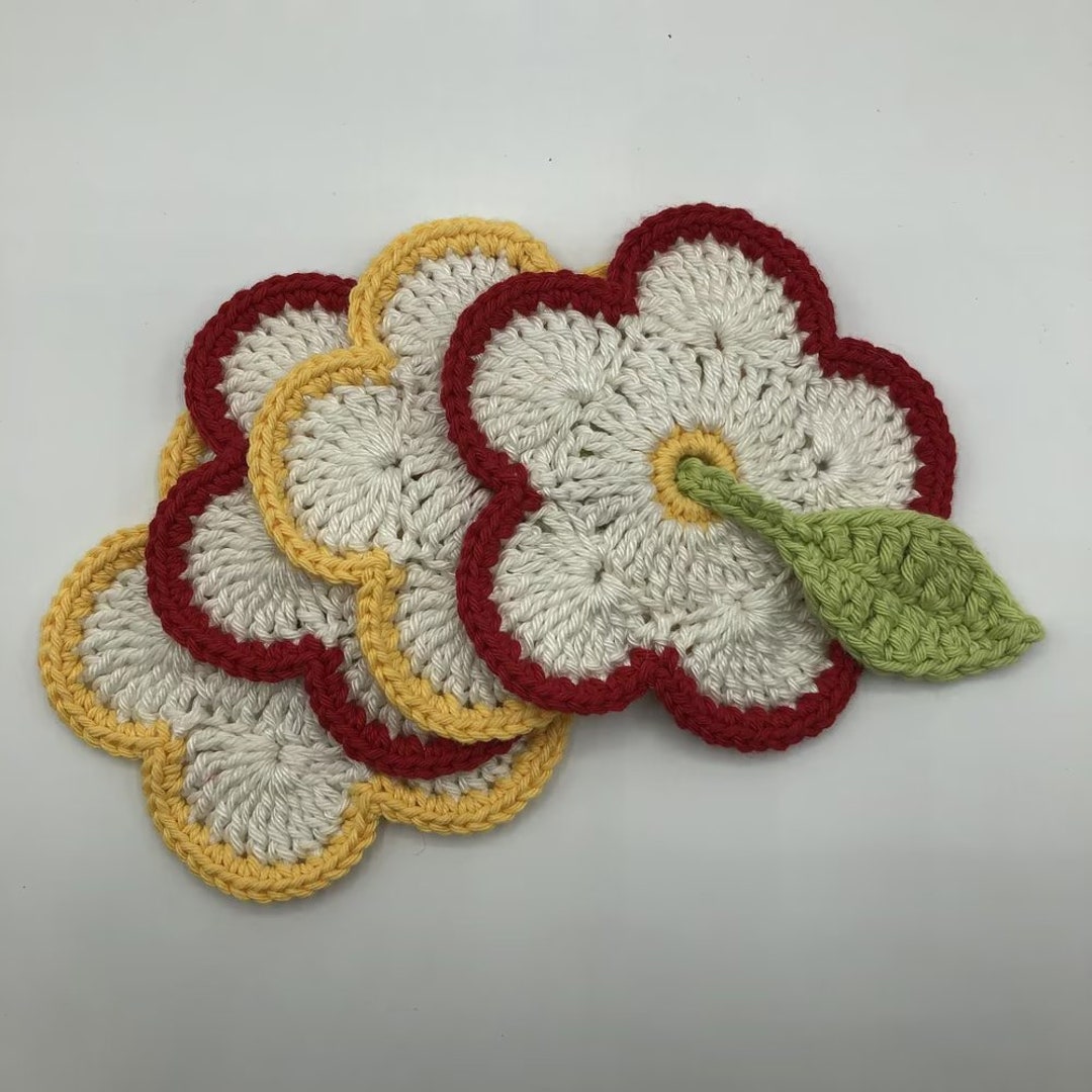 PATTERN ONLY - Cute Crochet Coaster Patterns, Cotton Coasters and ...