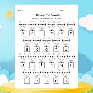Vowels Training Kids Learning Worksheet Bundles for Kids, Kids Activity ...