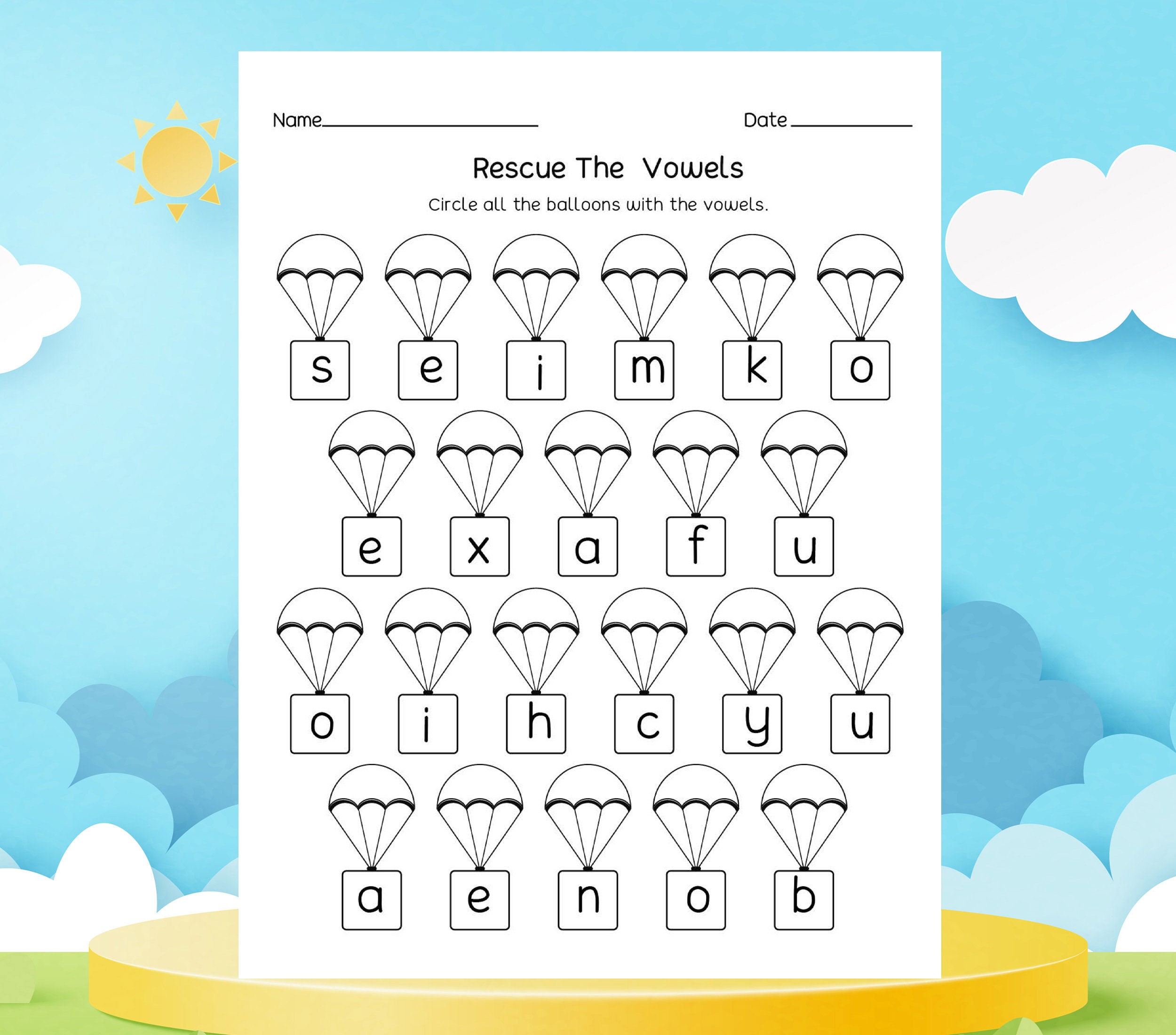 Vowels Training Kids Learning Worksheet Bundles for Kids, Kids Activity ...