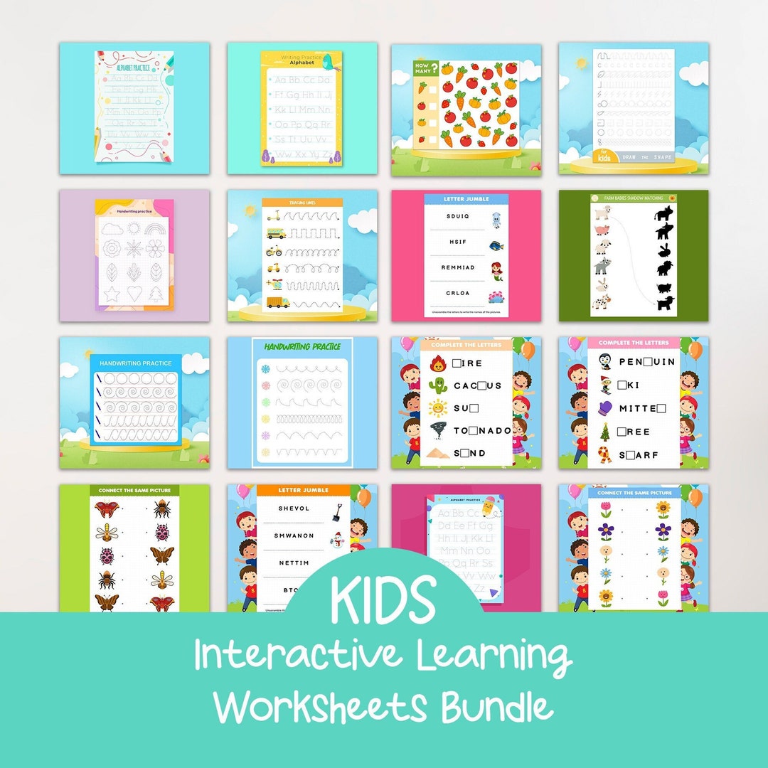 Interactive Kids Learning Worksheet Bundles for Kids, Kids Activity ...