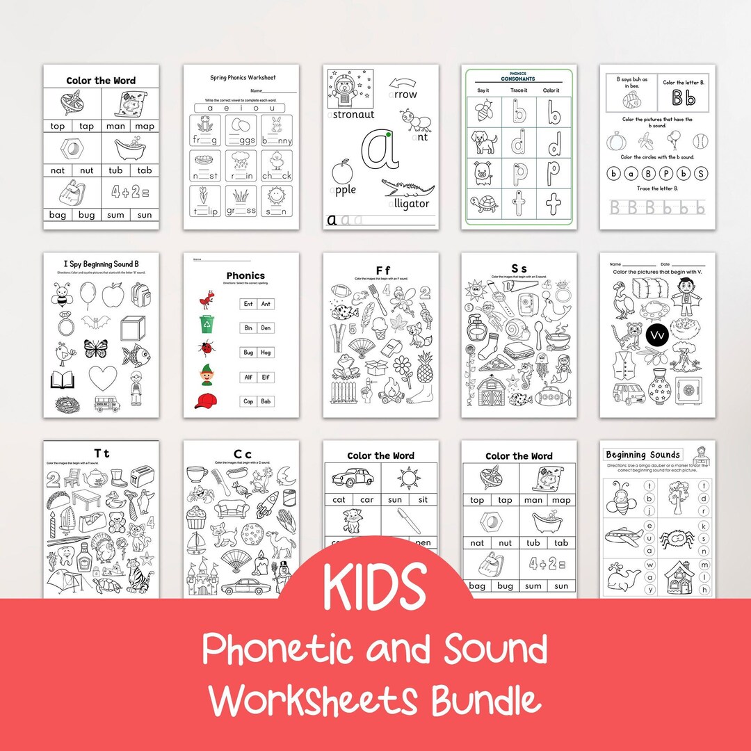 Phonics Worksheet Bundles for Kids, Kids Activity Workbooks, Gift for ...