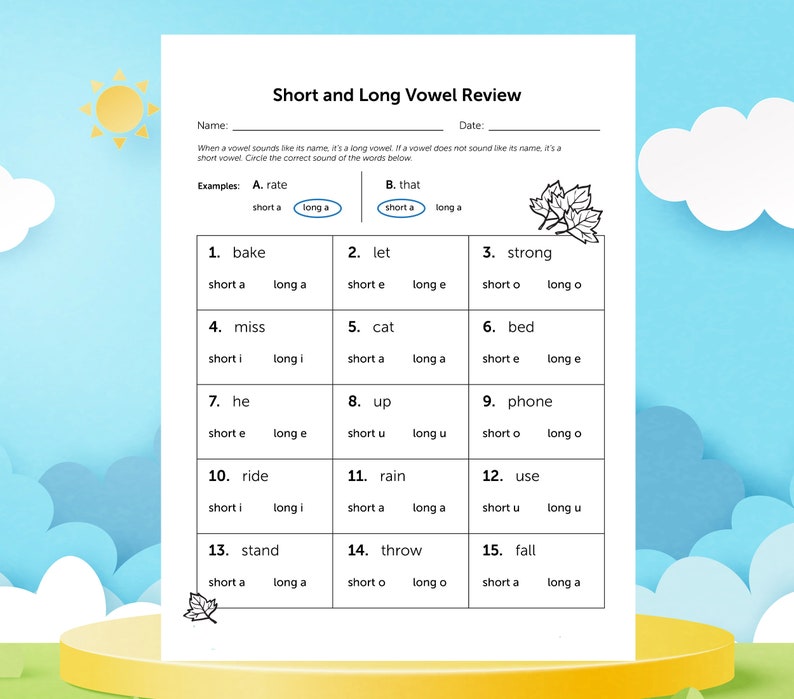 Vowels Training Worksheet Bundle, Kids Learning Activities (digital ...