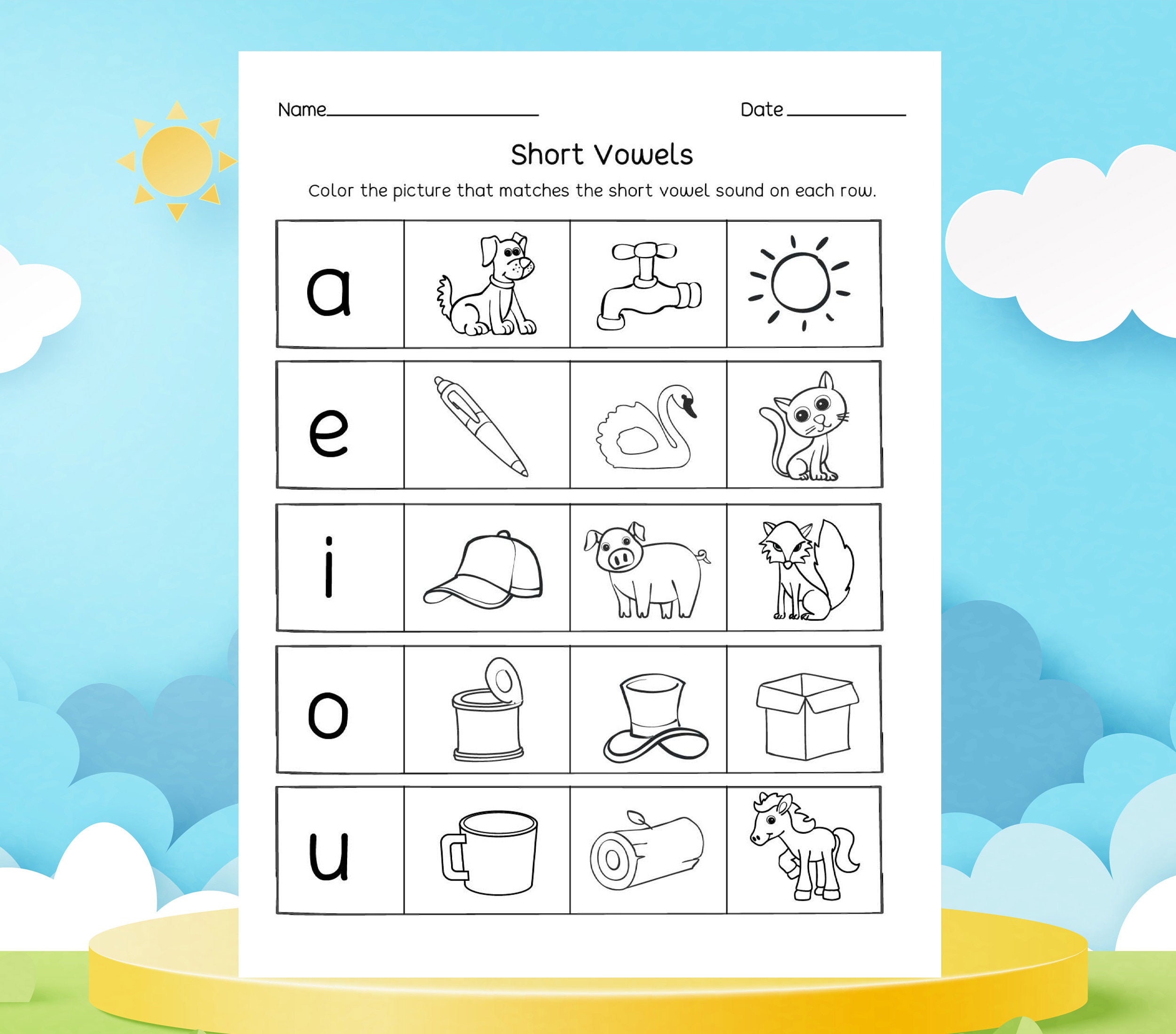 Vowels Training Kids Learning Worksheet Bundles for Kids, Kids Activity ...