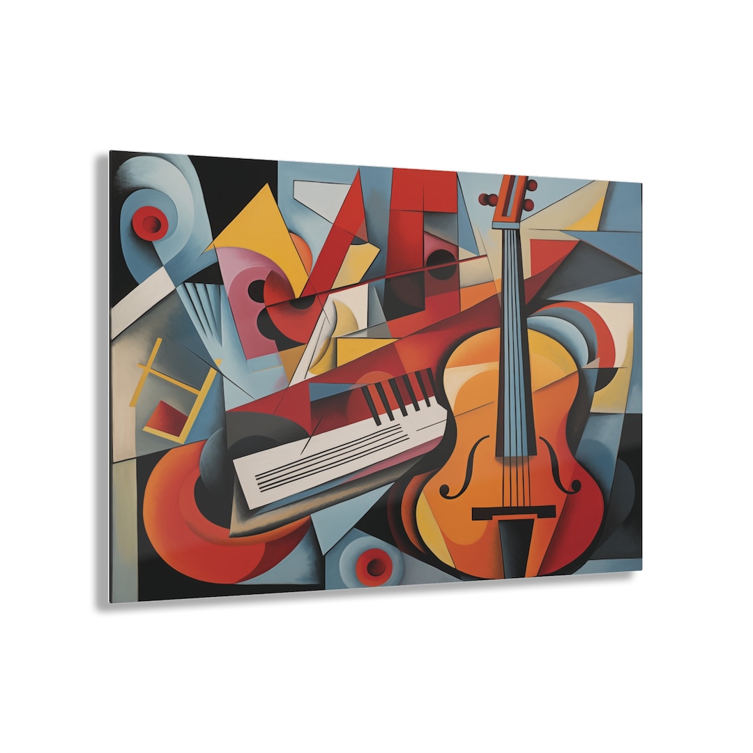 Cubism Symphony: Acrylic Print of Abstract Musical Instruments Bold ...