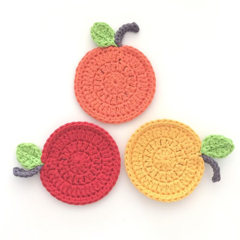 PATTERN ONLY - Fruit Themed Crochet Patterns, Cotton Coasters and ...