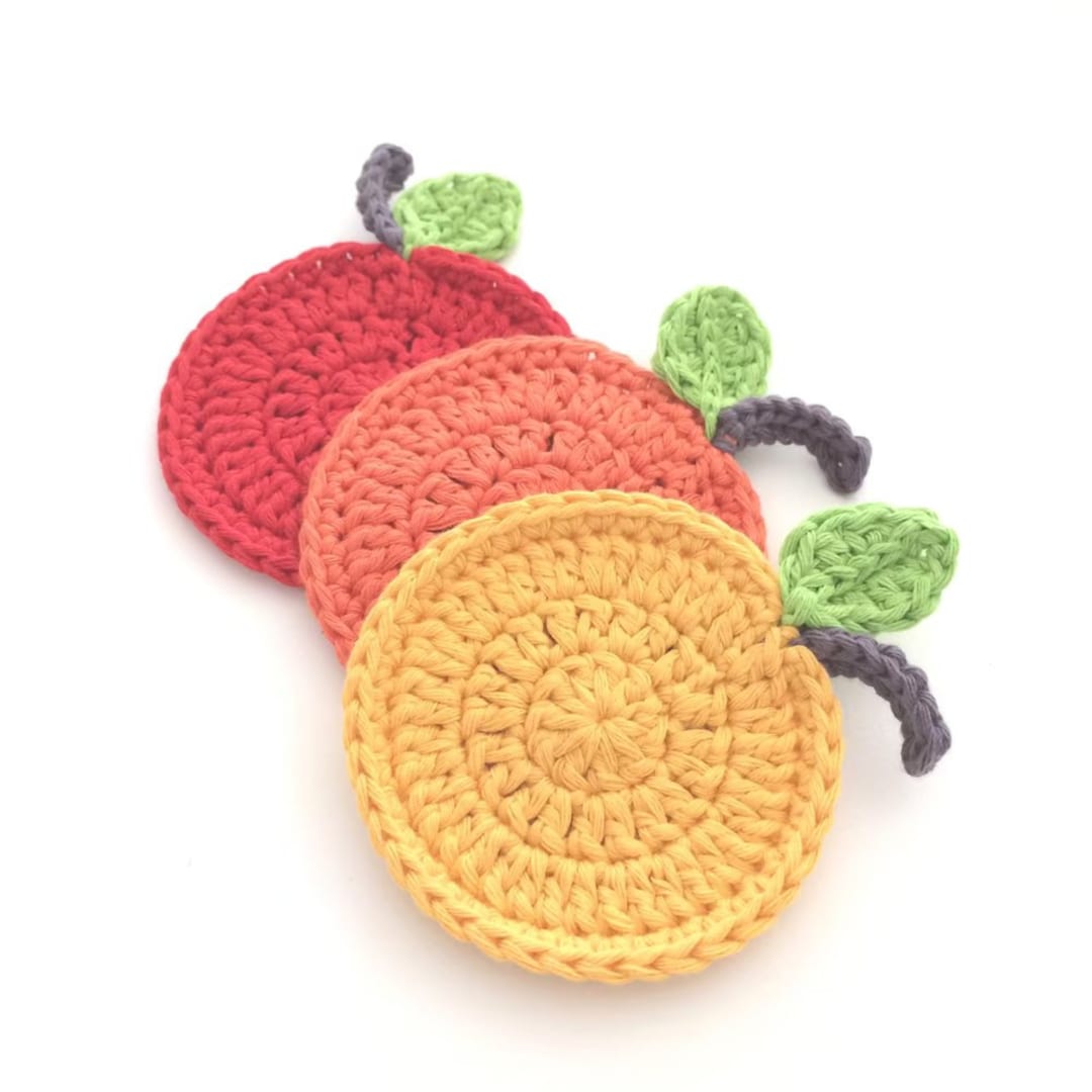 PATTERN ONLY - Fruit Themed Crochet Patterns, Cotton Coasters and ...