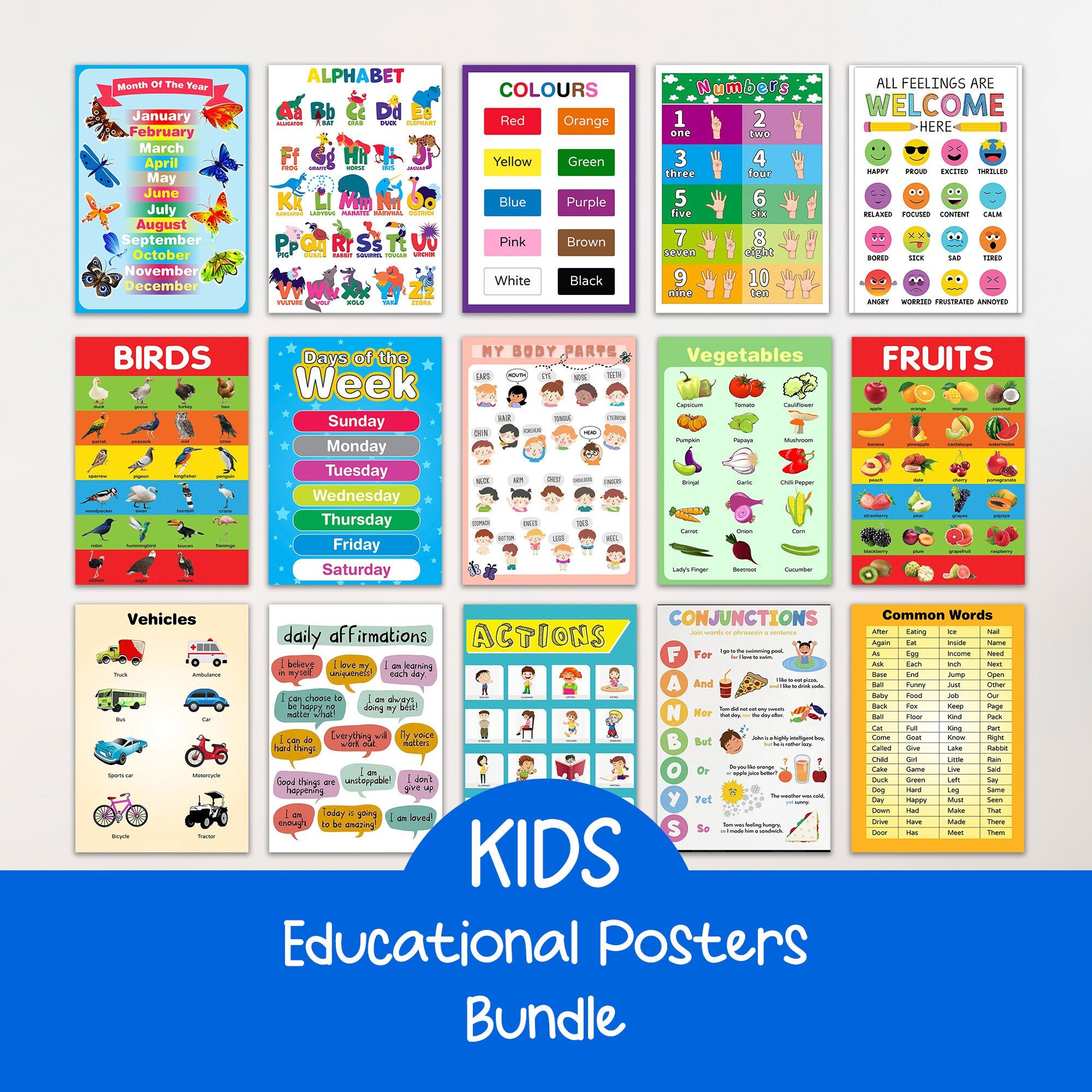Kids Educational Posters Bundle For, Kids Activity Learning Posters ...