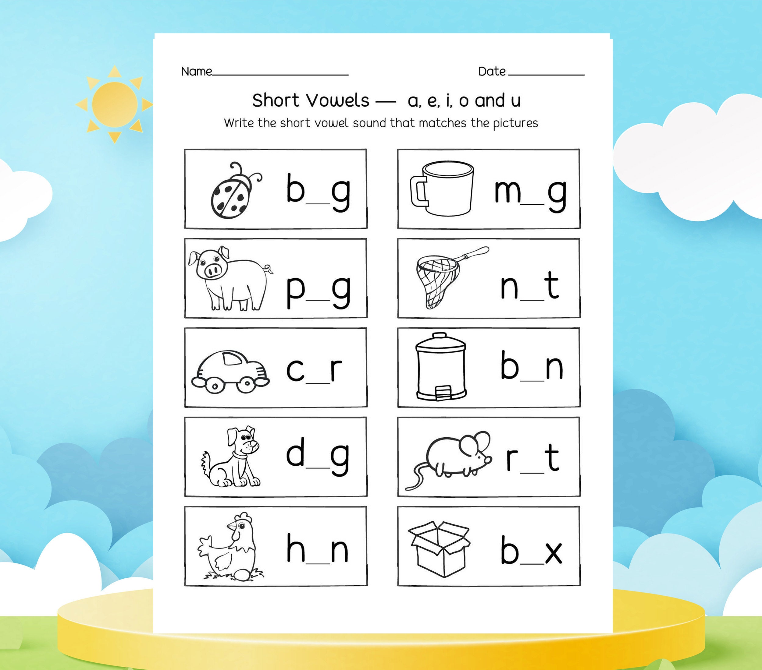 Vowels Training Kids Learning Worksheet Bundles for Kids, Kids Activity ...