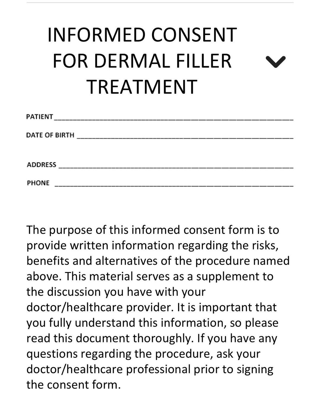 Dermal Filler Consent Form - Etsy
