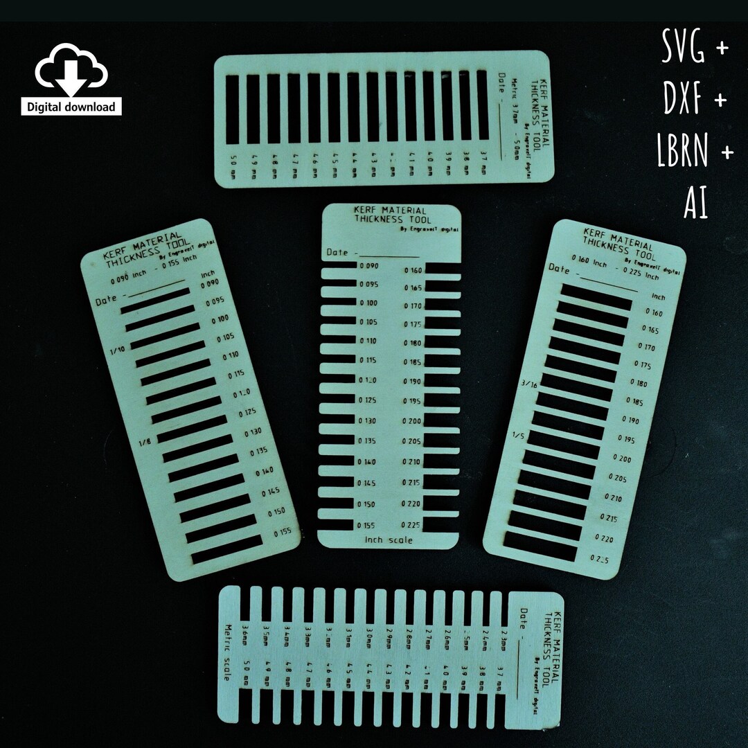 Material Thickness Test Kerf Tool For Laser Both Metric And Inch Range 0 090 In 0 225 In 2