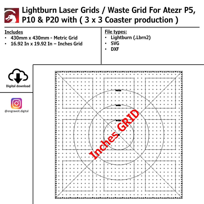 Laser Waste Grid Production Grid Metric 430mm X 430mm and 16.92X19.92 ...