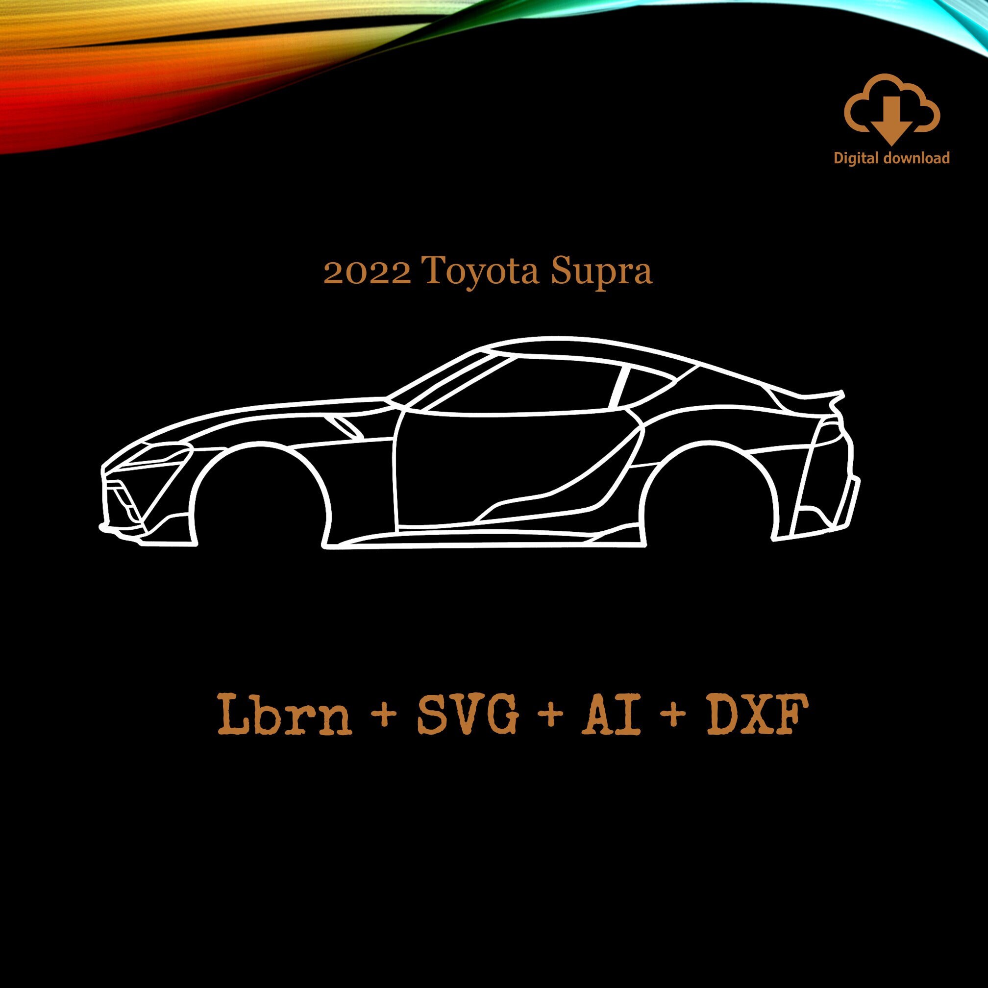 2022 Supra Car Wall Decor Classic Car Silhoutte Wall Art for Laser ...