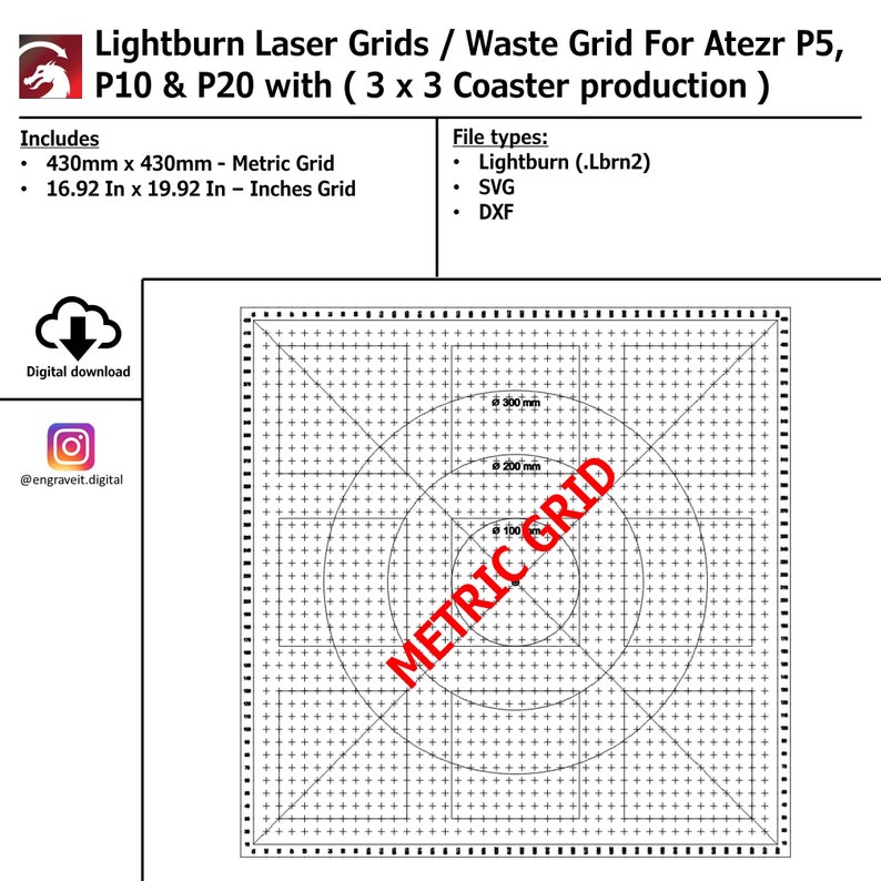 Laser Waste Grid Production Grid Metric 430mm X 430mm and 16.92X19.92 ...