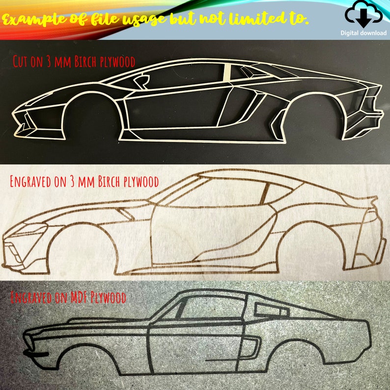 2022 Corvette C8 Car Wall Decor Classic Car Silhouette Wall Art for ...