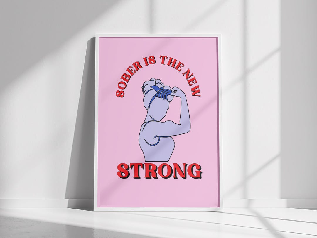 Strong Sober Poster- Sobriety Motivational Wall Art- Positive Mindset ...