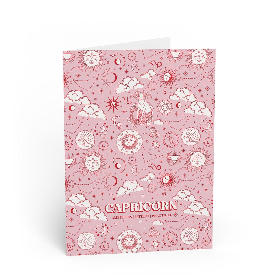 Capricorn Birthday Card: Hand-drawn Zodiac Star Sign - Etsy