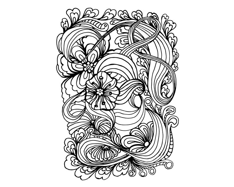 Flower Color Page| PDF Printable Color Page| Enjoyment, Peace, Calming ...