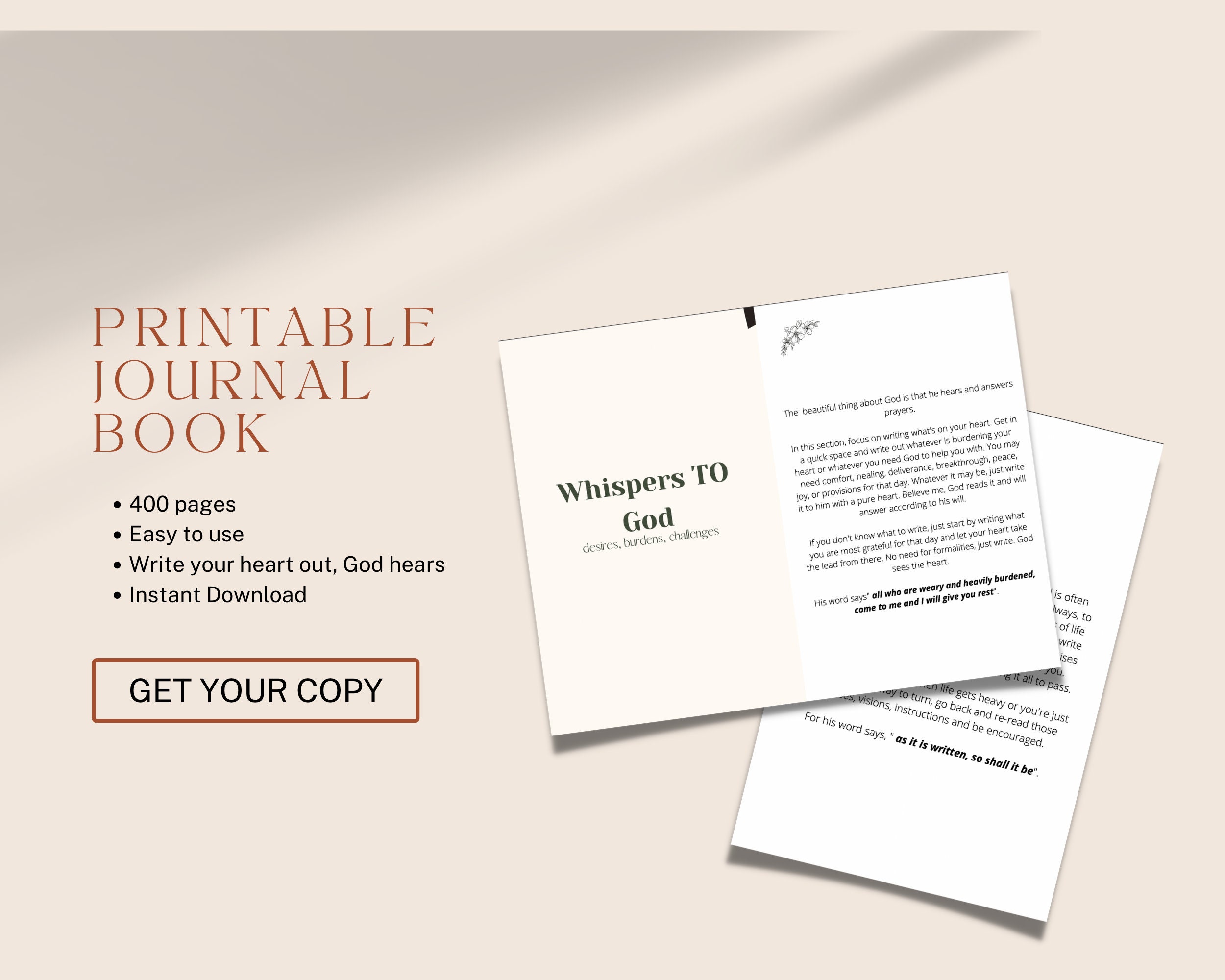 The God Journal| Printable Minimalistic Journal Download| Devotional ...