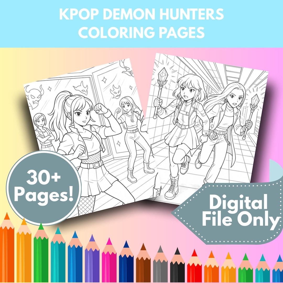 KPOP Demon Hunters Printable Coloring Pages, PDF Coloring for Kids ...