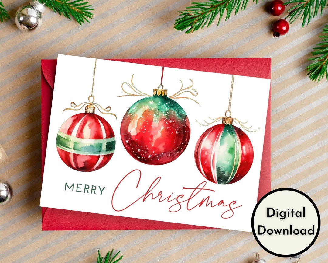 Merry Christmas Card - DIGITAL Download - Beautiful Printable Christmas ...