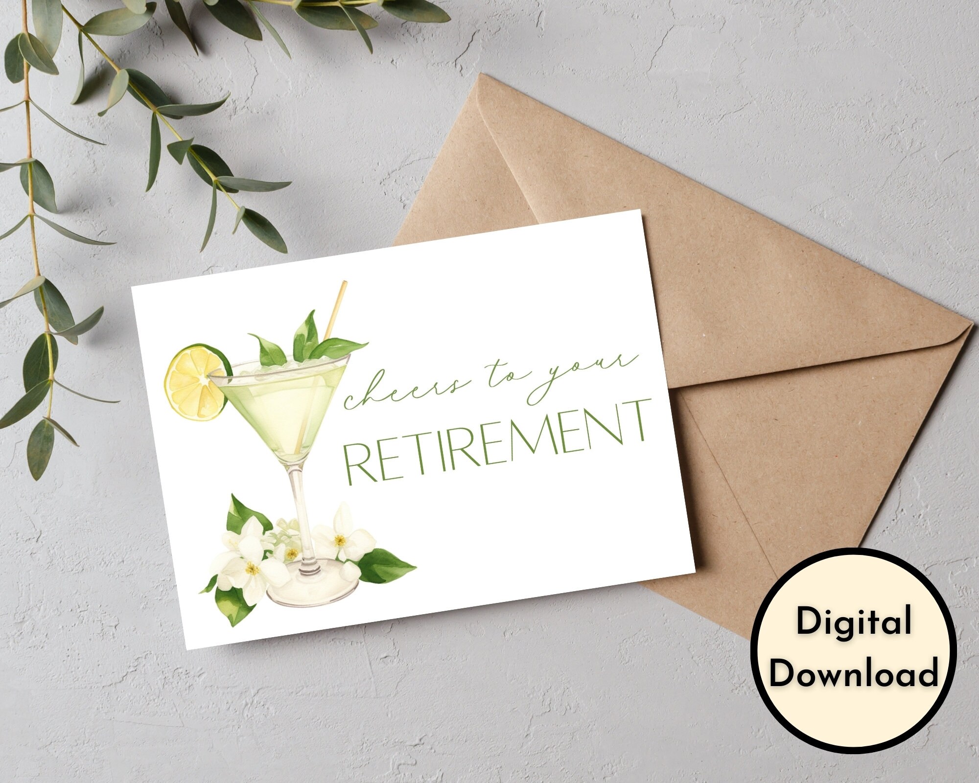 Cheers to Your Retirement Card - DIGITAL Download - Printable ...