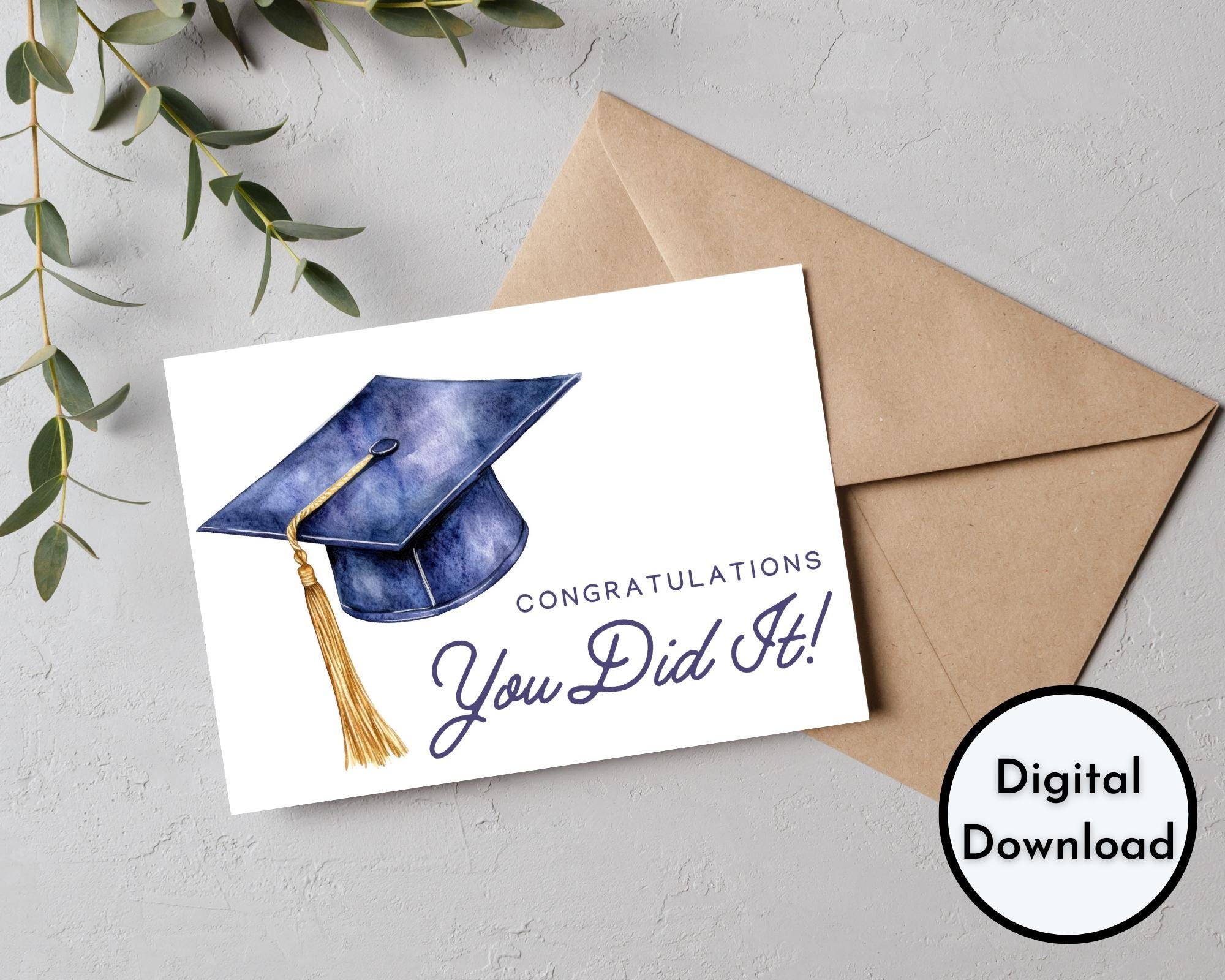 Congratulations You Did It - Graduation Card With Cap - DIGITAL ...