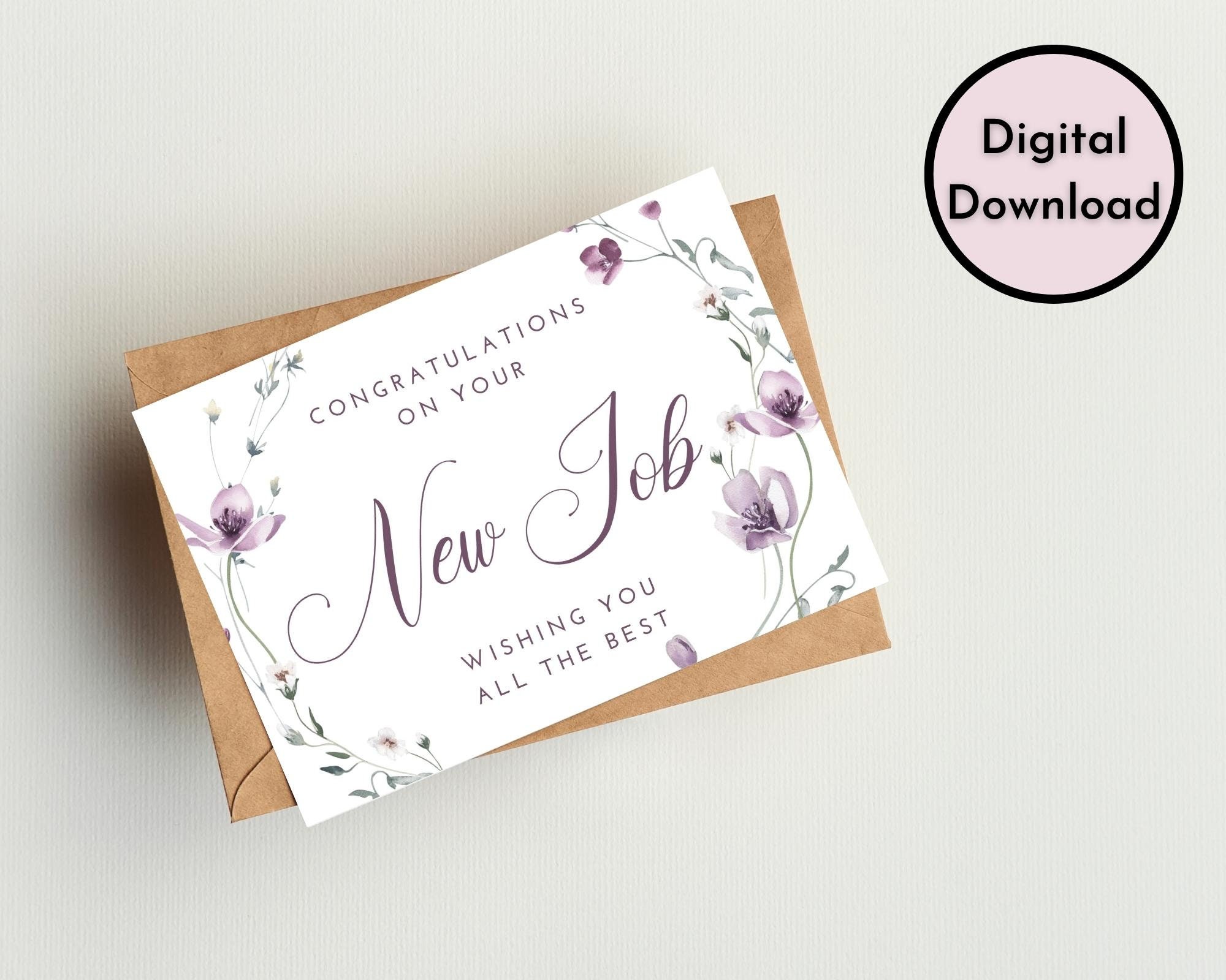 Floral Congratulations on Your New Job Card DIGITAL Download Printable ...