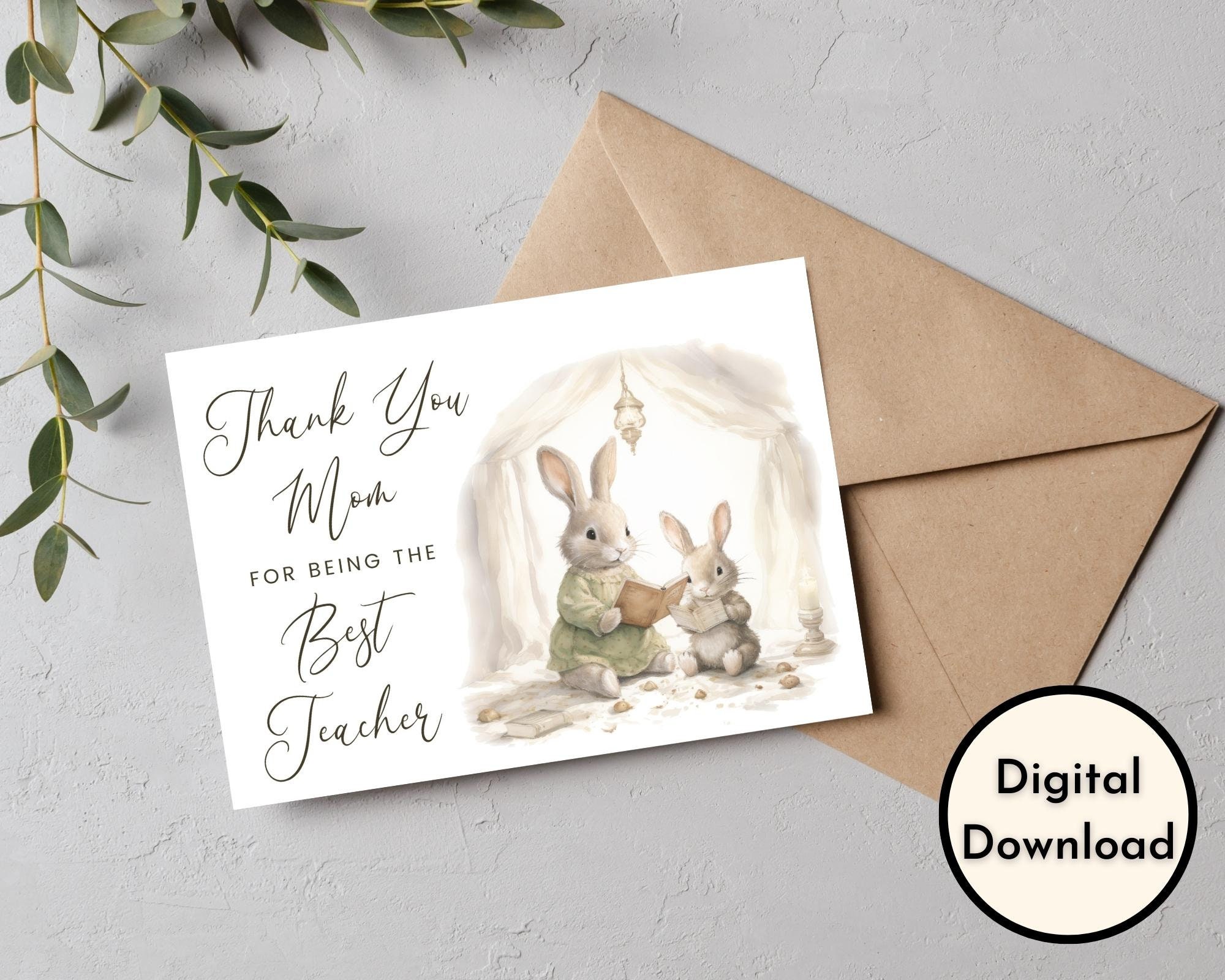 Thank You Mom Card - DIGITAL Download - Beautiful Thank You Mom for ...