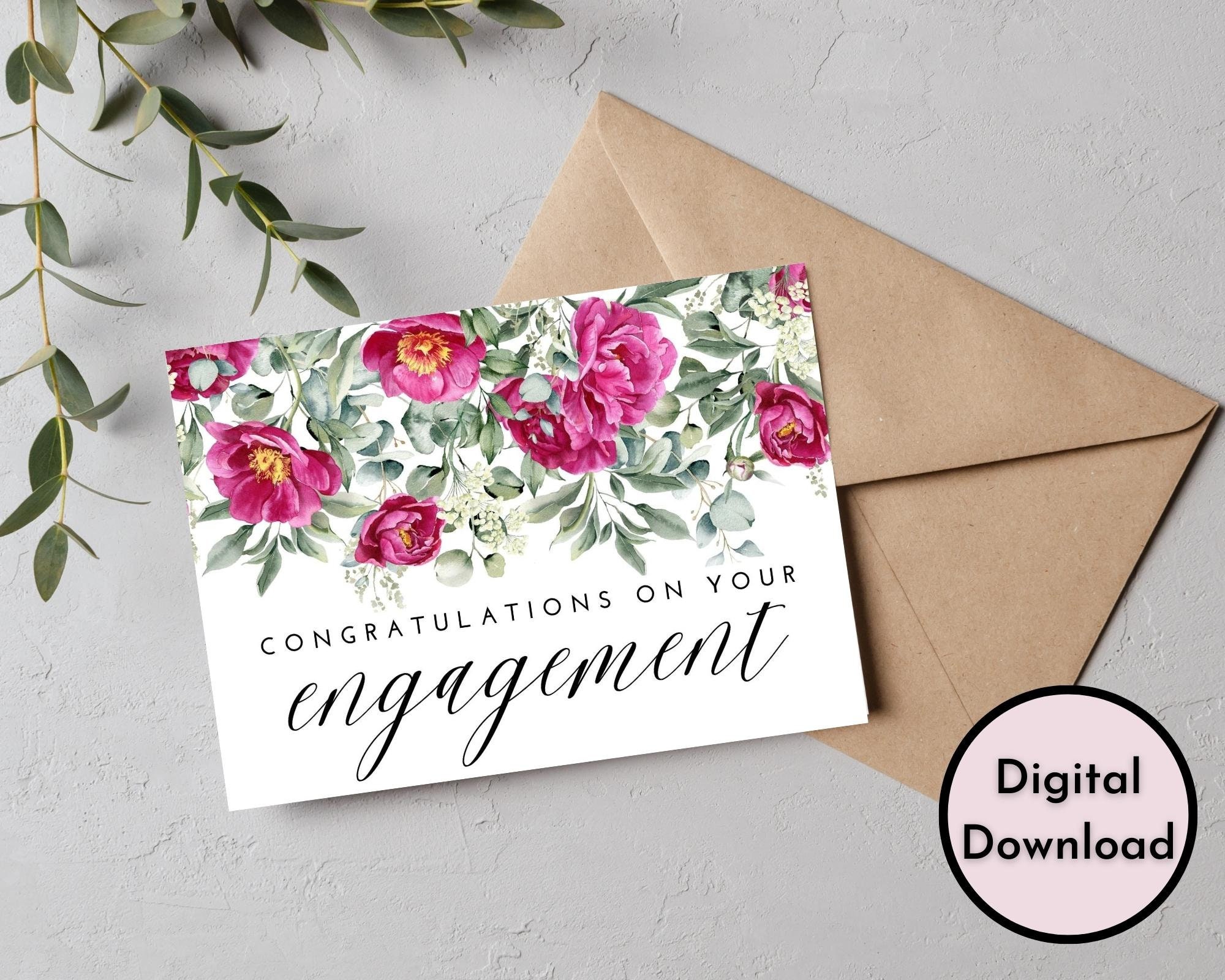 Floral Elegant Congratulations on Your Engagement Card - DIGITAL ...