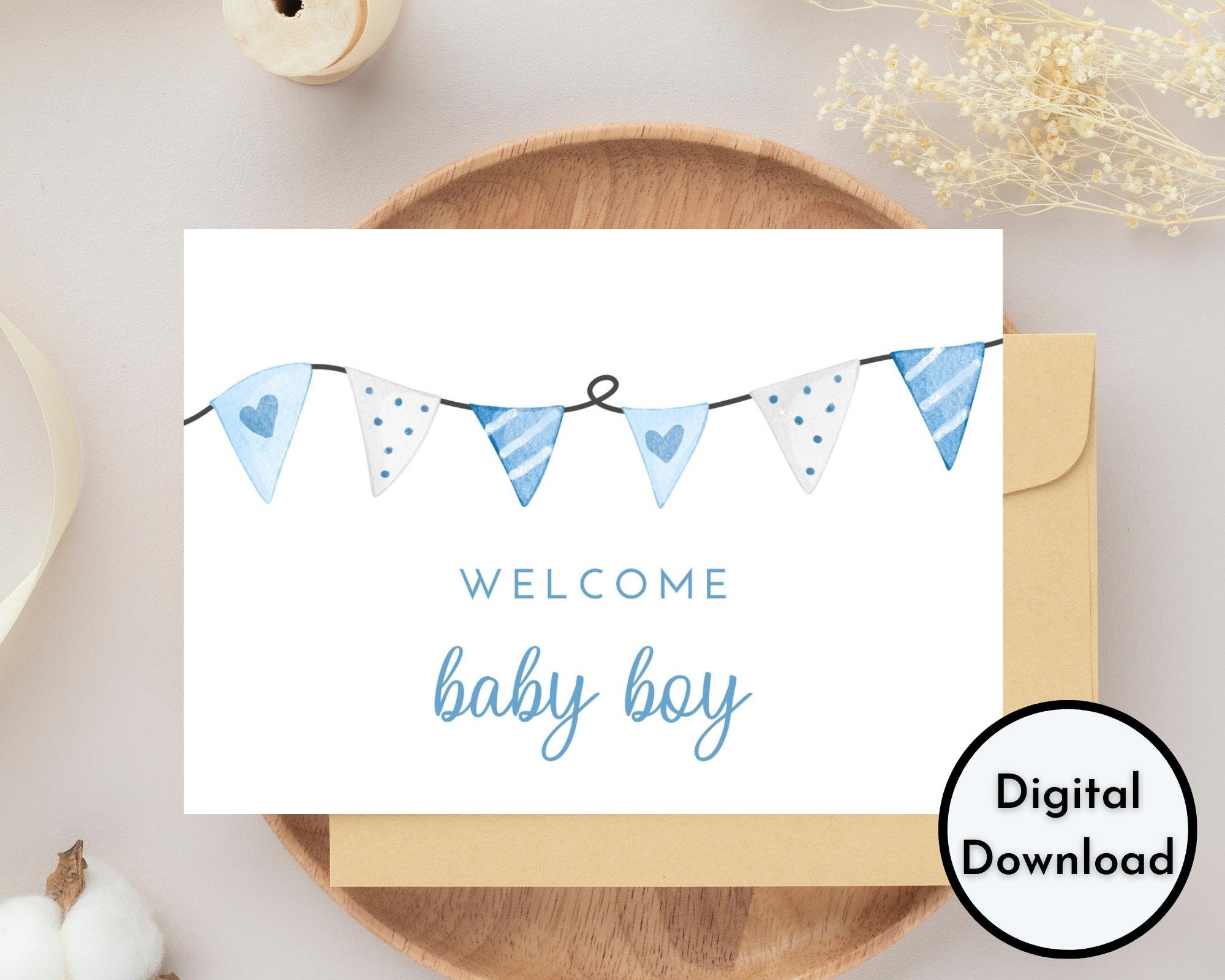 Welcome Baby Boy Card - DIGITAL Download - Printable Welcome Baby Boy ...