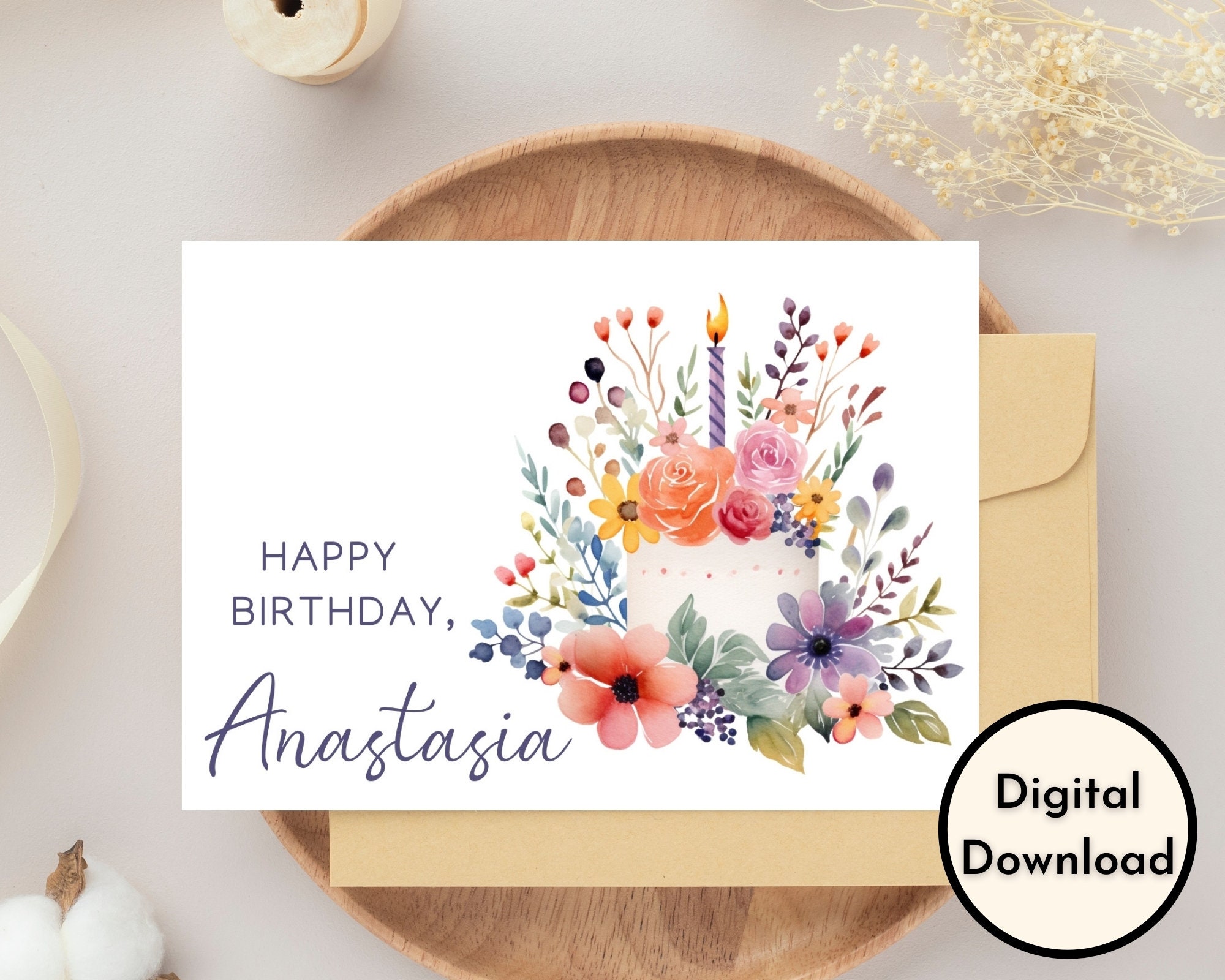Personalized Happy Birthday Card - DIGITAL Download - Beautiful ...