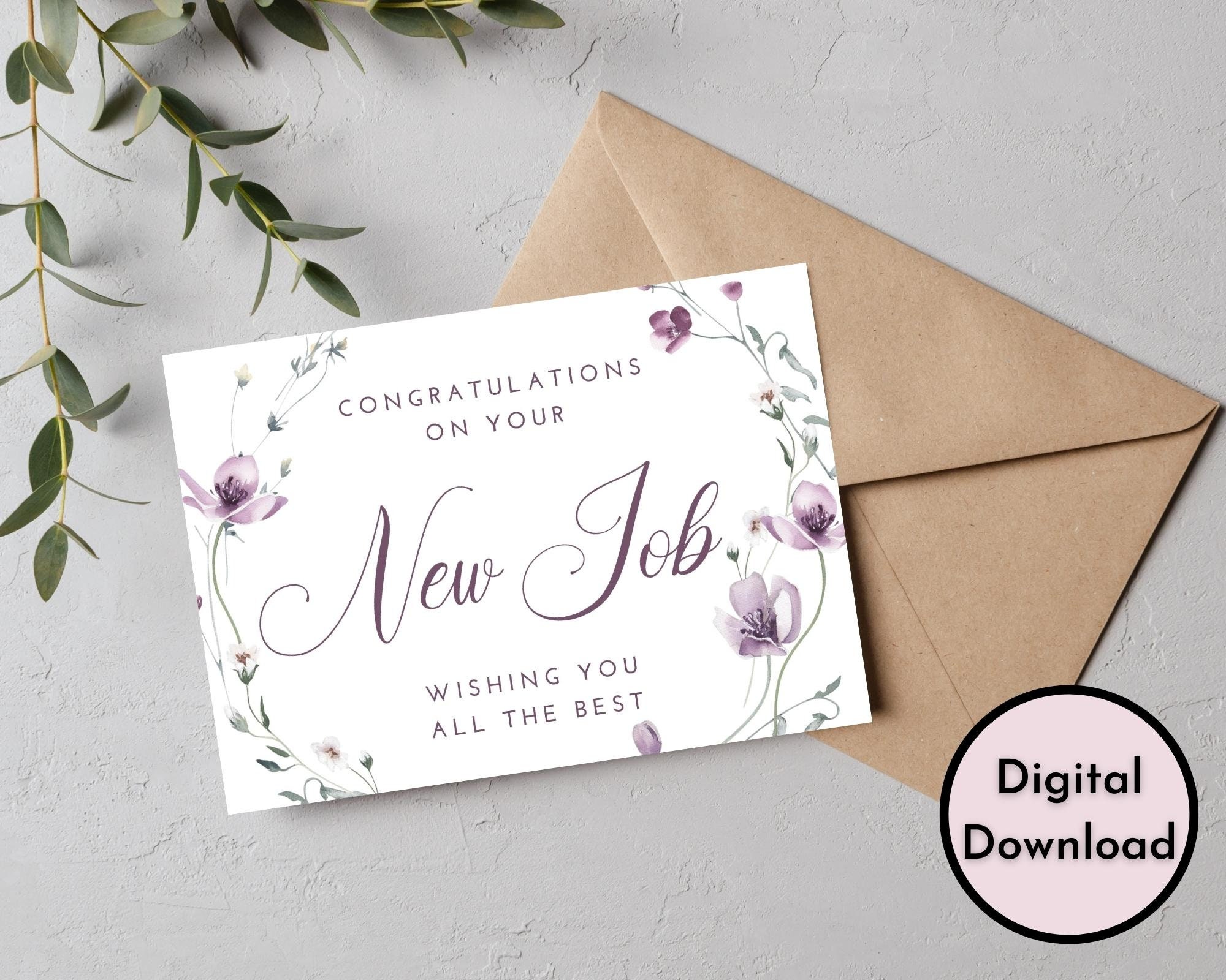 Floral Congratulations on Your New Job Card DIGITAL Download Printable ...