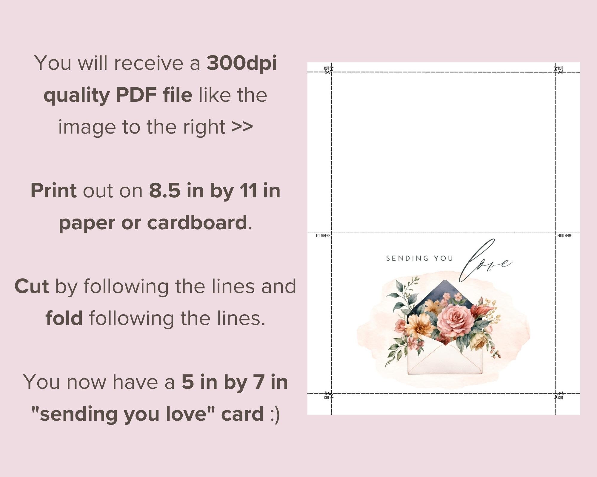 Floral sending You Love Card DIGITAL Download Printable sending You ...