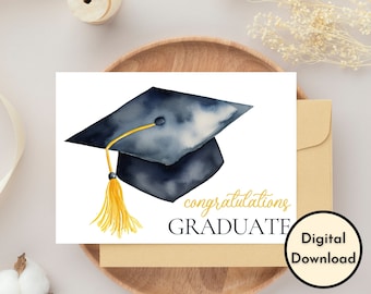 Congratulations Graduate Card With Graduation Caps DIGITAL Download ...