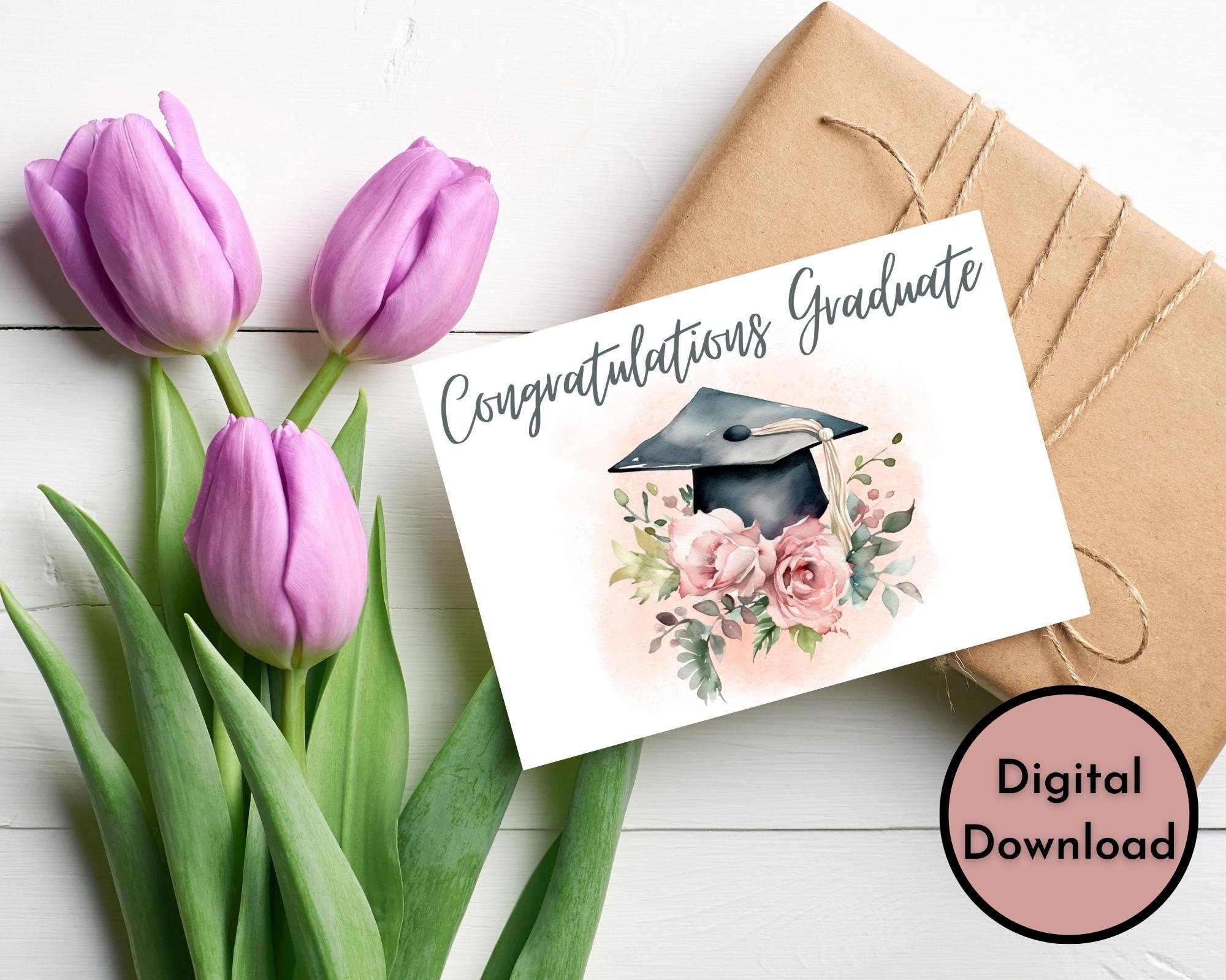Congratulations Graduate - Floral Graduation Card - DIGITAL Download ...