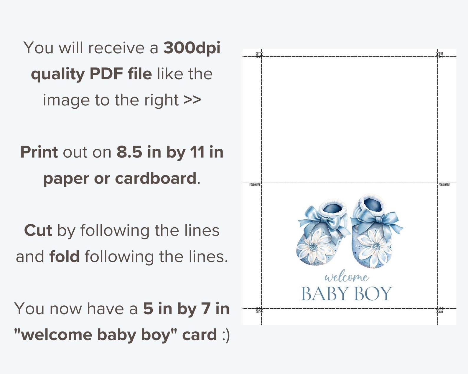 Welcome Baby Boy Card DIGITAL Download Printable Welcome Baby Boy Card ...